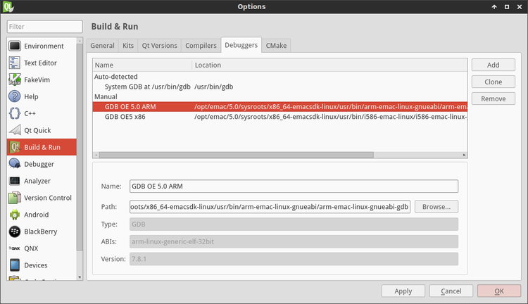 Configuring Qt Creator - Configuring Qt Creator
